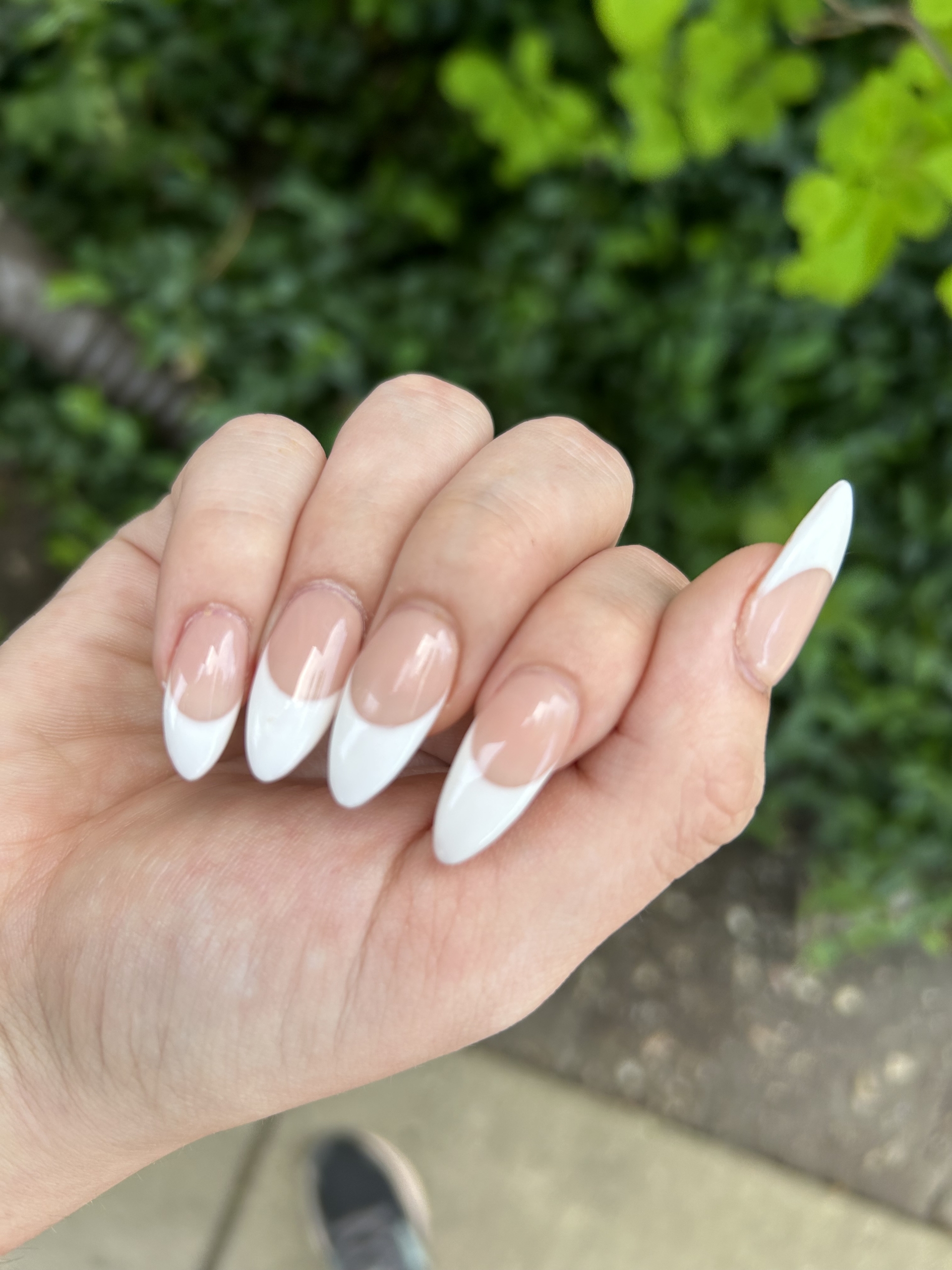 Long White Nude Almond French Tip Nails – Vibrant Guide